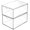 Amazon.com: Youngever 2 Pack Stackable Plastic Organiser Drawers, Clear ...