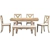 Amazon.com - LUMISOL Extendable 6 Piece Dining Room Table Set with Bench and Chairs Wood Kitchen ...