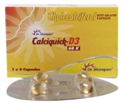 Calciquick d3 softgel capsules(60000 i.u.) Pack of 5 x 4=20 Capsules ...