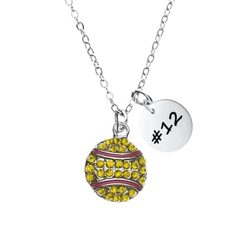 Amazon.com: Softball Gift, Personalized Engraved Softball Necklace ...