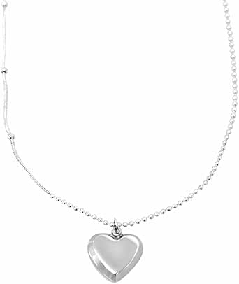 Amazon | [mico.lor] ステンレス ネックレス (193) ハート ペンダント シルバー カラー サージカルステンレス 316L 金属アレルギー対応 レディース メンズ 銀色 ...