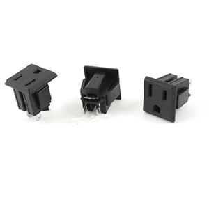 3 Pcs AC 125V 15A US 3 Pin Terminals Power Socket Connector Black ...