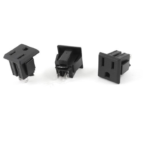 3NH® 3 Pcs AC 125V 15A US 3 Pin Terminals Power Socket Connector Black ...