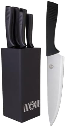 MasterChef Knife Set with Block, 5 Kitchen Knives with Sharp Stainless ...