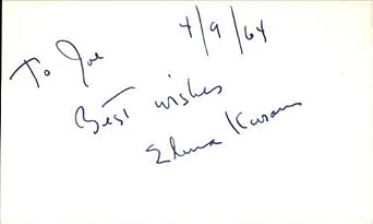 Elena Karam D.2001 Actress Signed 3" x 5" Index Card - Movie Cut ...