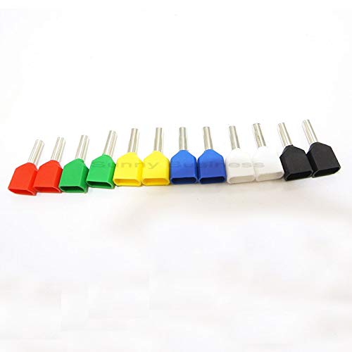 Amazon.com: Davitu TE1008 1000PCS AWG 18/1.0mm2 線銅壓接連接器 雙絕緣套管引腳線端子 ...