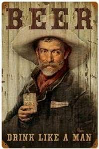 Vintage Western Cowboy Drink Beer Metal Sign Man Cave Garage Home Decor ...