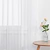 PONY DANCE Voile Curtains 30 Inch Drop White Caravan Sheer Net for ...