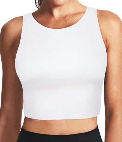 High Neck Longline Sports Bras for Women with Built in Bra Pads U Back ...