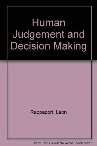 Amazon.com: Human Judgment and Social Interaction: 9780030858703 ...