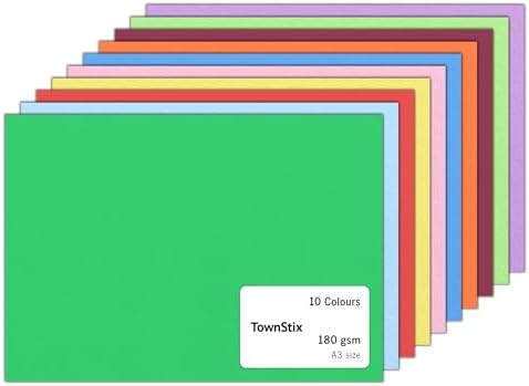 60 Pieces, 180gsm - Coloured Card A3, Thick Cardstock Paper - 10 ...
