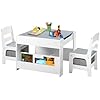 Amazon.com: Kinder King Kids Wood Table & 2 Chairs Set, 4 in 1 Children ...