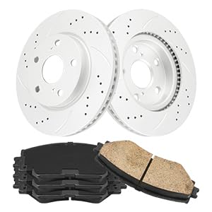 Torchbeam Front Drilled & Slotted Brake Rotor & Ceramic Brake Pads Kit ...