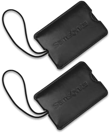 Amazon.com | Samsonite 2-Pack Leather Luggage ID Tag, Black Logo, One ...