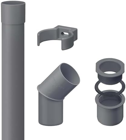 INEFA Fallrohr Set DN 50, PVC 2m Anthrazit Dachrinnenzubehör, einfache ...