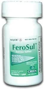 Amazon.com: [3 PACK] FeroSul® 325mg (5GR) Ferrous Sulfate Coated Easy ...