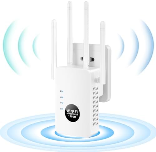 WiFi Range Extender,1200Mbps Dual Band (5GHz/2.4GHz) & 4 Antennas WiFi ...