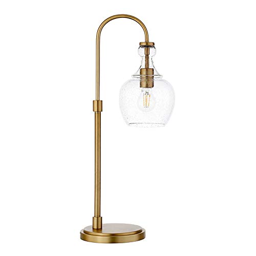 Henn&Hart 27" Tall Arc Table Lamp with Glass Shade in Brushed Brass ...