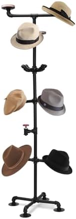 Amazon.com: MyGift Industrial Black Metal Pipe Hat Stand, Baseball Cap ...