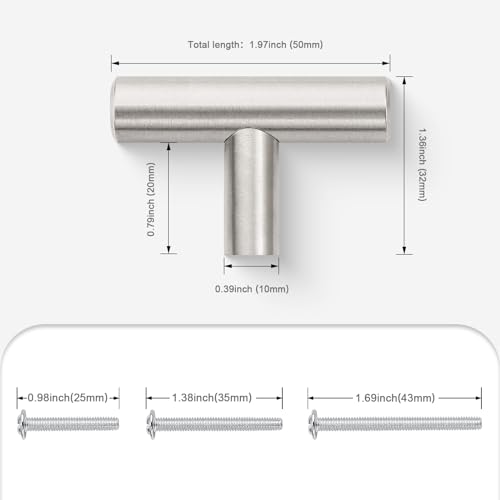 Snapklik.com : 10 Pack 2 Inch Brushed Nickel Cabinet Knobs Stainless ...
