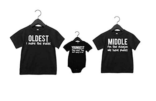 Amazon.com: Sibling shirts set of 3 Oldest Middle Youngest Sibling ...