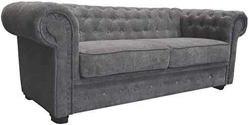 Chesterfield Style Corner Sofa Set 3+2 Seater Armchair Cream Fabric (3 ...