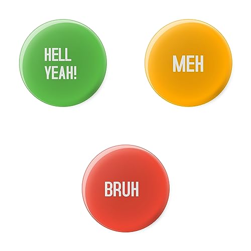 Hell Yeah! - Meh - Bruh - Small Mini Badges - Funny Inspirational Mood ...