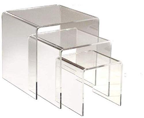 SIGNOOGLE Acrylic Transparent Elevated Display Stand - Set of 3 ...