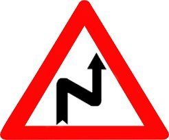 Safety Triangular Warnign Sign For Right Reverse Bend : Amazon.in ...