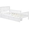 Amazon.com: Bellemave Kids Twin Bed Frame with Storage Drawers and Both Sides Guardrails, Kids ...