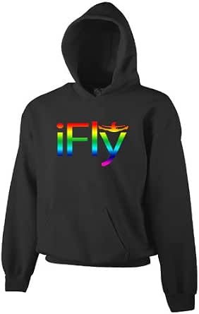 Amazon.com: Chosen Bows Black iFly Hoodie- Rainbow Print (Youth Large ...