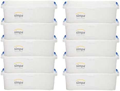 32 Litre 32L Stackable Compact Under Bed Plastic Storage Box with Clear ...