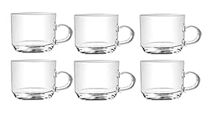Buy DOMINGO HUB Crystal Round Tea Cups 210 ML Set of 6 (Small Size ...