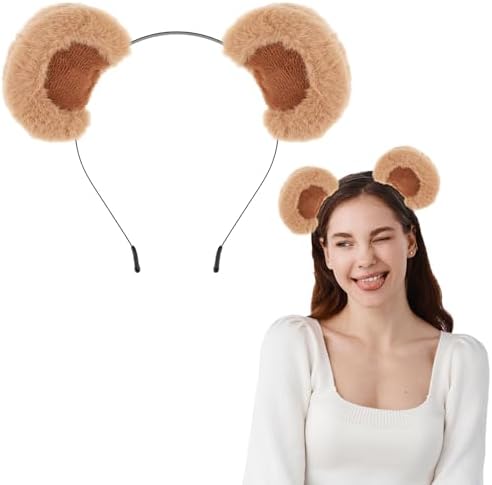 Amazon.com: Gjinxi Headband Bear Ears Brown Makeup Hairband Cute Hat ...