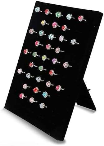 NCOALE Jewellery Ring Display, Black Velvet Rings Stands Boards Tray ...