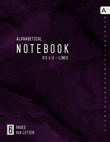 Alphabetical Notebook 8.5 x 11: 6 Pages per Letter | Lined-Journal ...