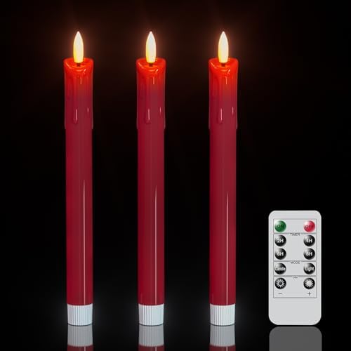 Amazon.com: DRomance Dripping Flameless Taper Candles Flickering with ...