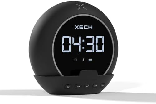 Xech Alarm Clock with Speaker Phone Holder Digital LED Bedside Table ...