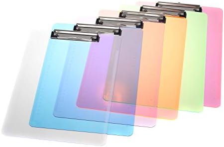[Pack of 6] A4 Clipbboard Transparent Plastic, Rubberized Metal clamp ...