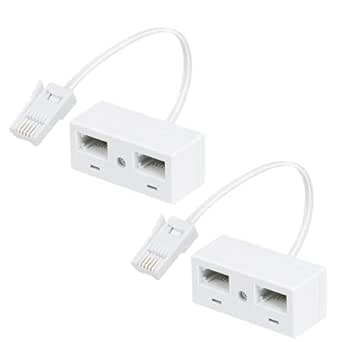QOCO 2Pcs Telephone Splitter 2 Way RJ11 BT Plug Phone Socket Adaptor ...