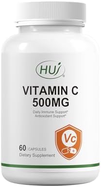 HUJ Vitamin C 500mg, Immune and Antioxidant Support, 60 Capsules