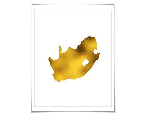Amazon.com: South Africa Map Gold Foil Art Print. 7 Foil Colours/3 ...