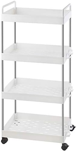 Buy Ronlap 4 Tier Storage Trolley, Narrow Mobile Shelving Unit with ...