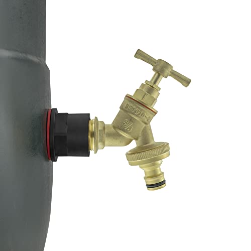 3/4″ bsp waterbutt connector +solid brass bib tap with click-lock hose ...