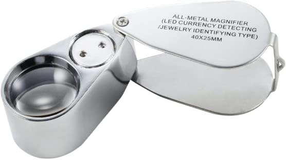40X Full Metal Illuminated Jewelry Loop Magnifier,XYK Pocket Folding ...
