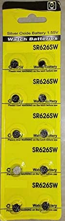 PPI (Pack of 10) Watch Batteries SR626SW 377A 1.55V Alkaline Button ...