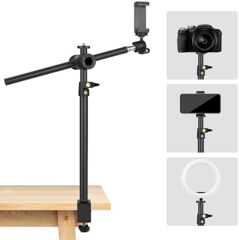 JEBUTU OS01 Camera Desk Mount with 360° Flexible Overhead Articulating ...