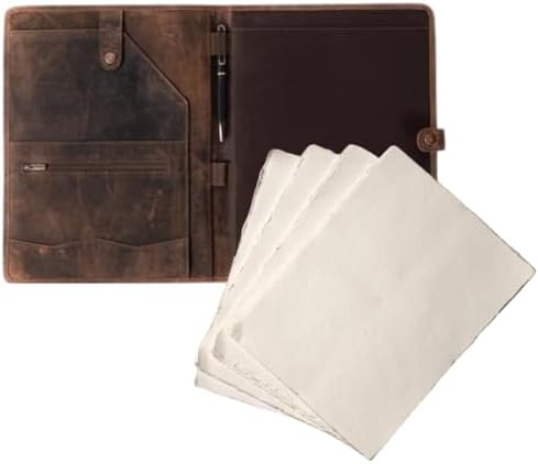 Amazon.com : Leather Padfolio Bundle with 200 GSM Letter Sized Vintage ...