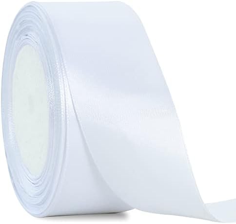 TONIFUL 4 Inch Wide White Solid Satin Ribbon 22yd Fabric Large Ribbon ...