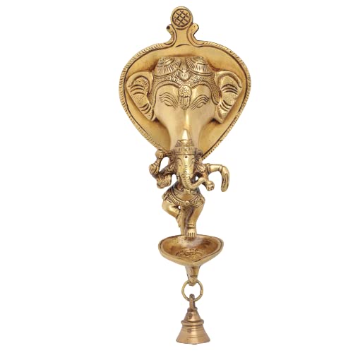 Buy D Brasso Brass Ganesh Wall Hanging Deepak with Bell (Standard ...